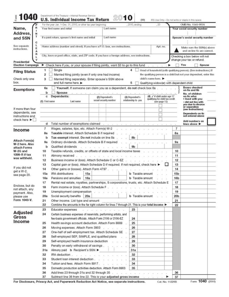 1040 Printable Tax Forms Free Printable Forms