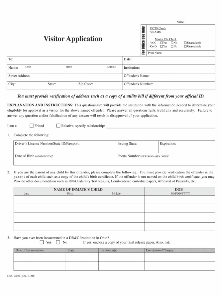 Odrc Visitation Form Printable - Free Printable Forms