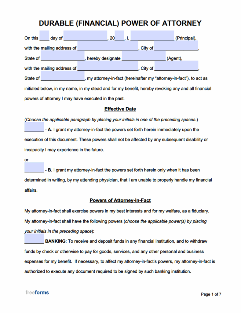 Free Printable Poa Forms - Free Printable Forms