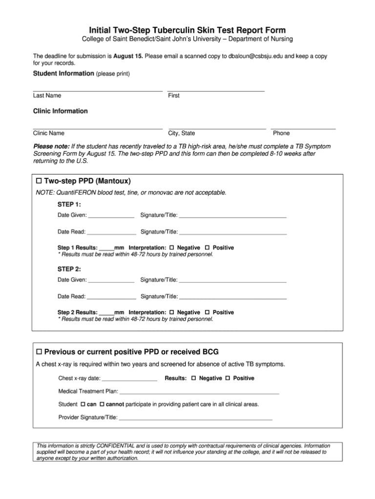 Free Printable 2 Step Tb Test Form - Free Printable Forms