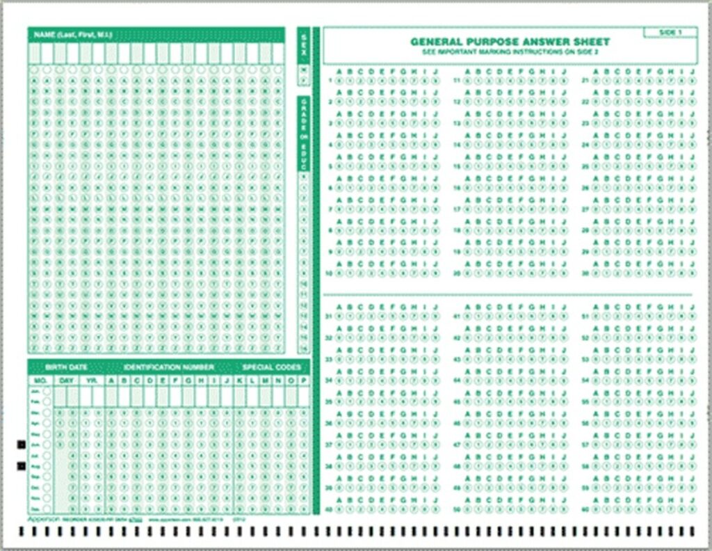 Printable Scantron Forms - Free Printable Forms