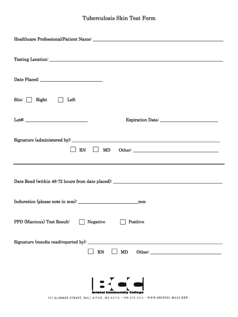 Free Printable Tb Skin Test Form - Free Printable Forms