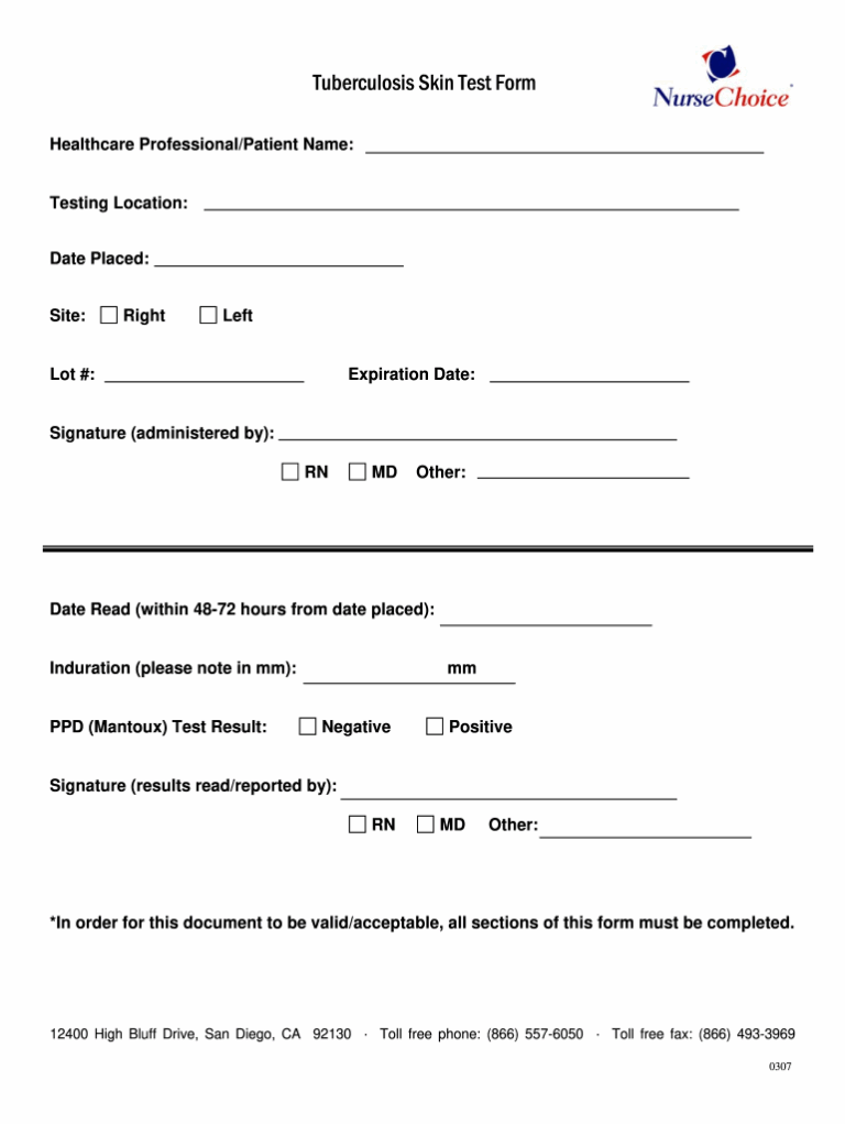 Printable Ppd Test Form - Free Printable Forms