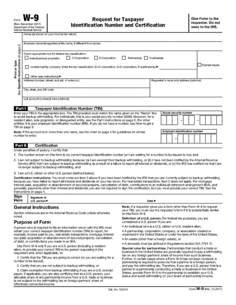 2025 W 9 Form Printable - Free Printable Forms