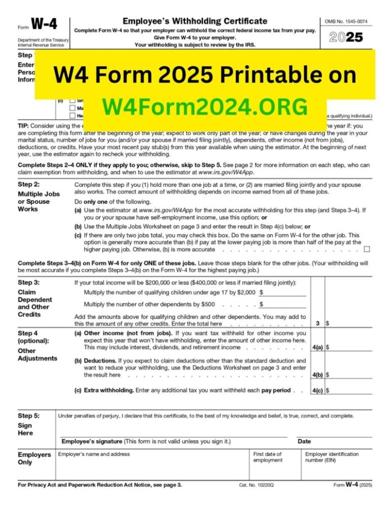 2025 W 4 Form Printable Pdf Download - Free Printable Forms