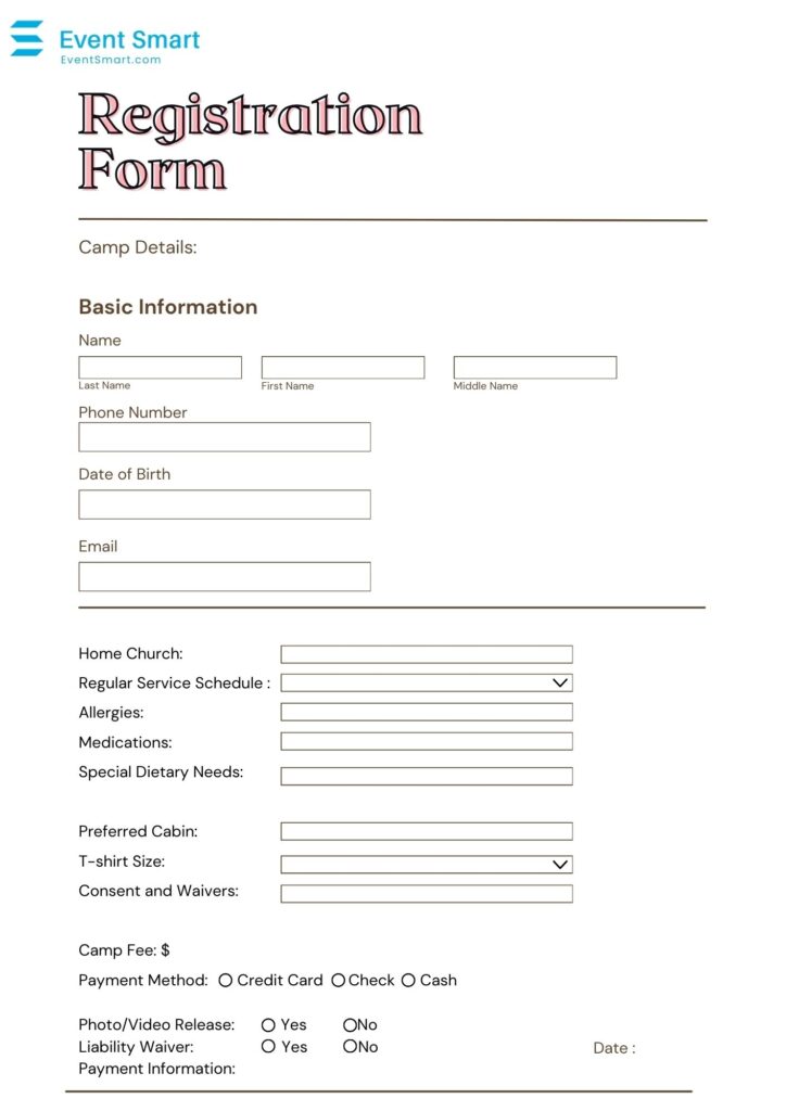 Printable Event Registration Forms - Free Printable Forms
