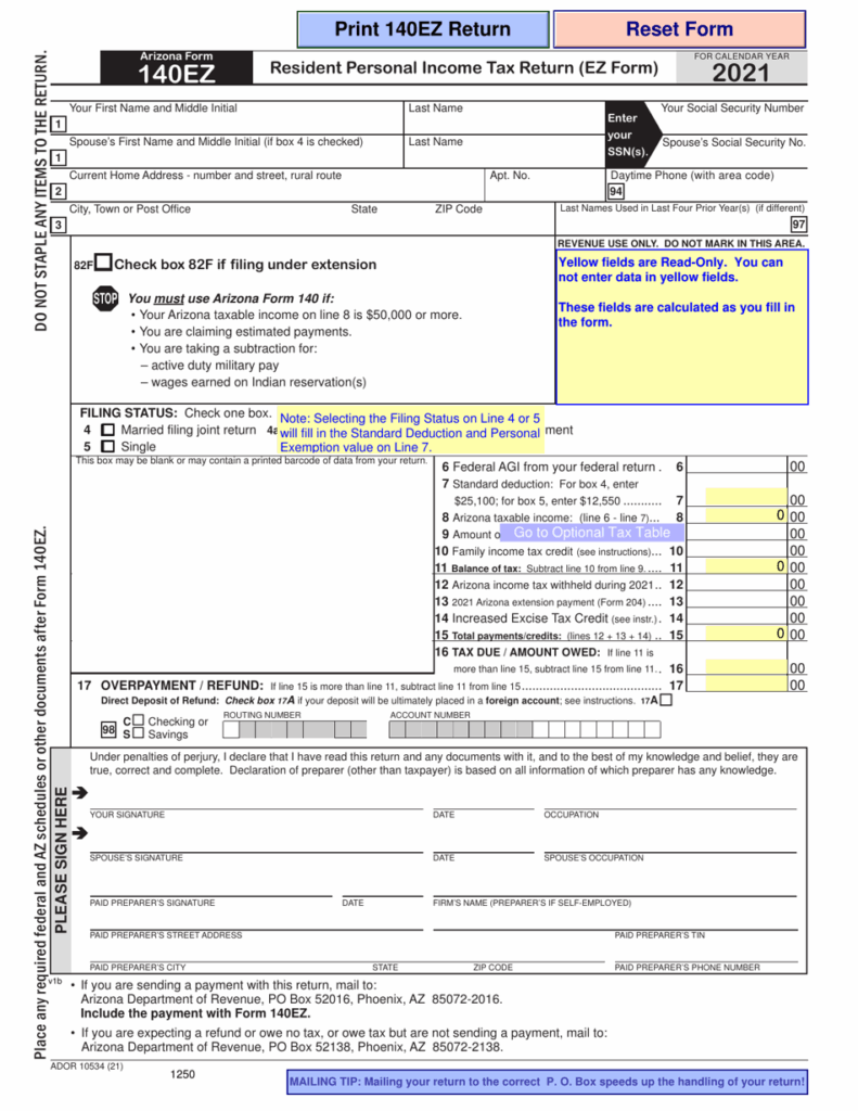 Printable Arizona State Income Tax Forms - Free Printable Forms