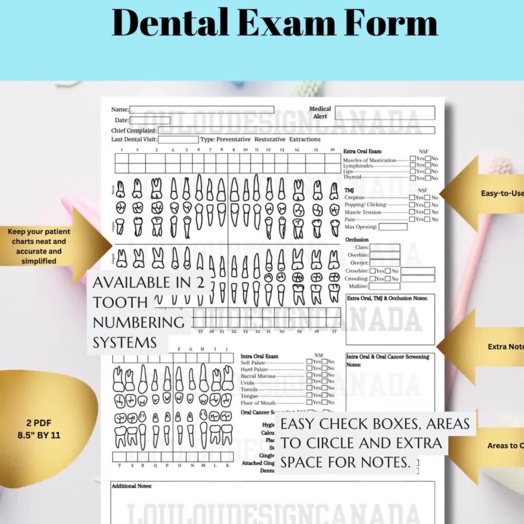Printable Dental Examination Form Pdf - Free Printable Forms