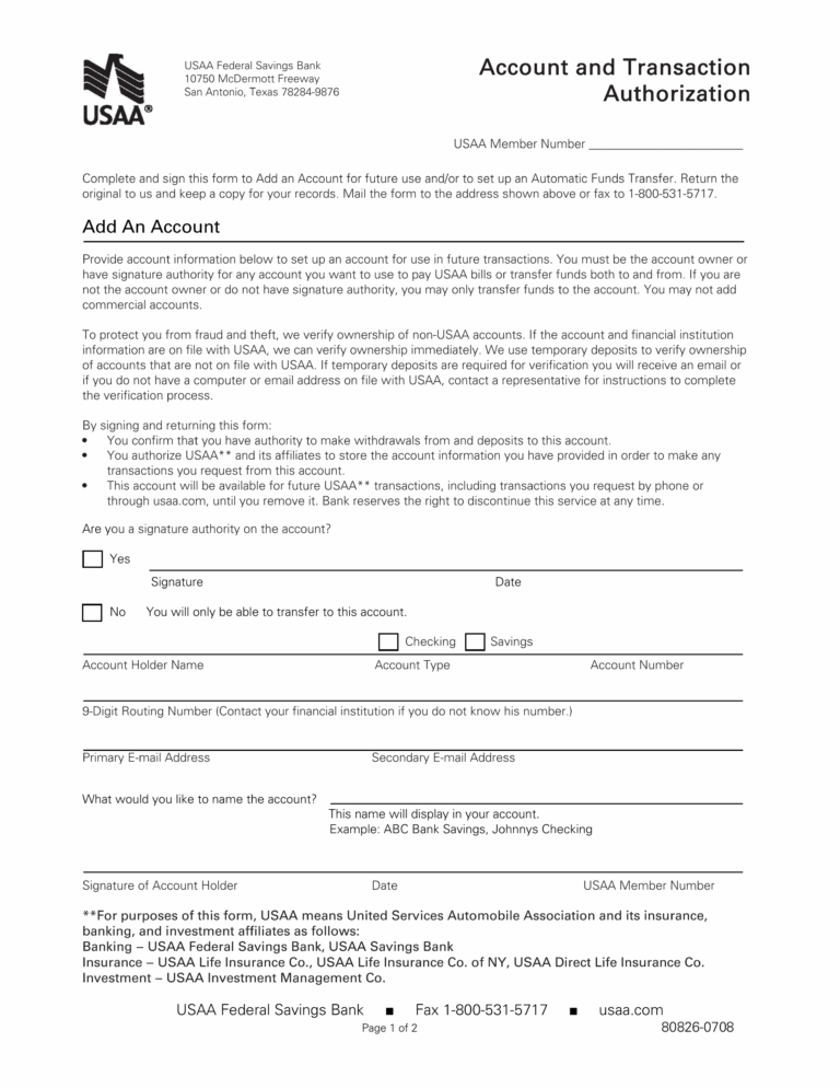 Usaa Printable Direct Deposit Form - Free Printable Forms