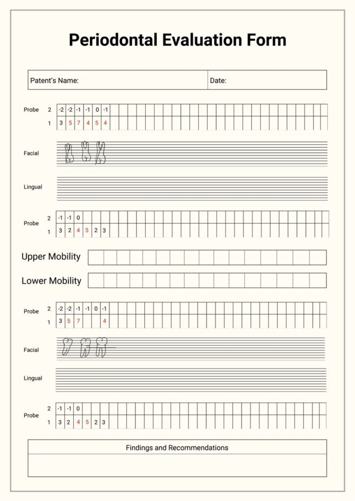 Dental Charting Forms Free Printable Blank Perio Chart - Free Printable ...