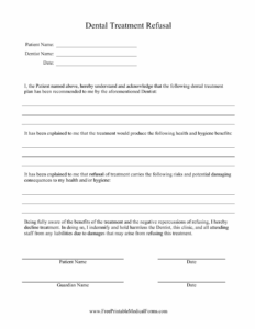 Printable Dental X Ray Refusal Form - Free Printable Forms