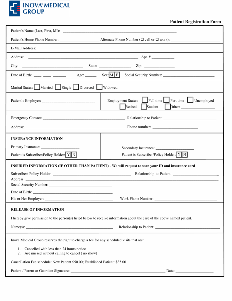 Printable Patient Registration Form - Free Printable Forms