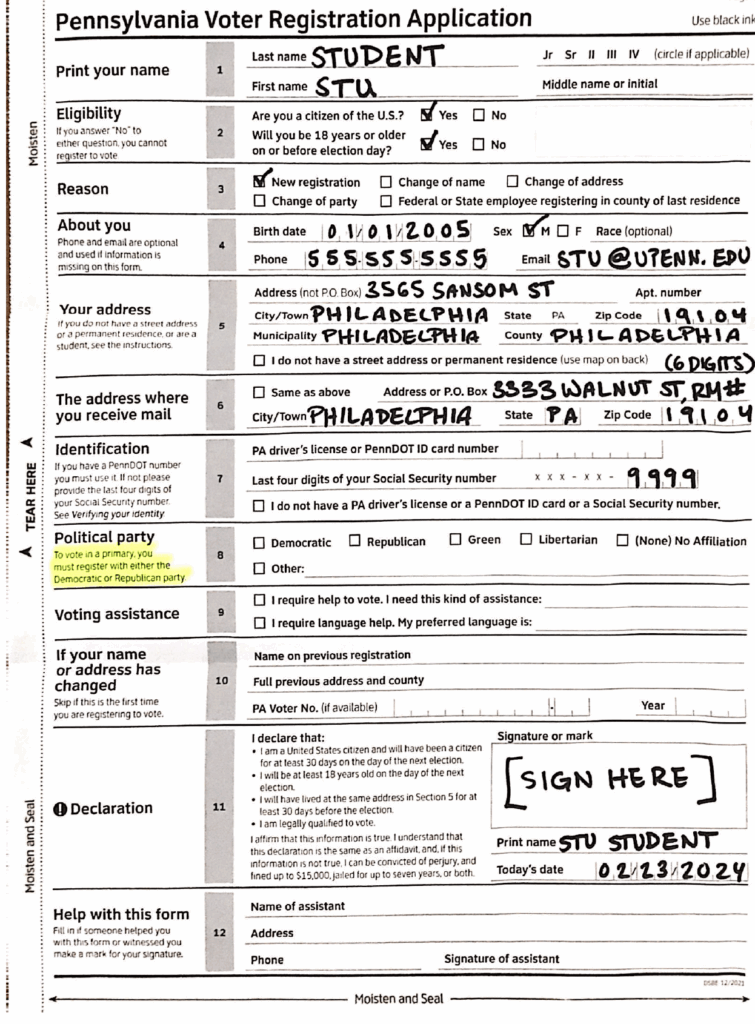 Pennsylvania Voter Registration Form Printable - Free Printable Forms