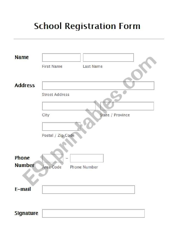 How To Teach English Printable Registration Form - Free Printable Forms