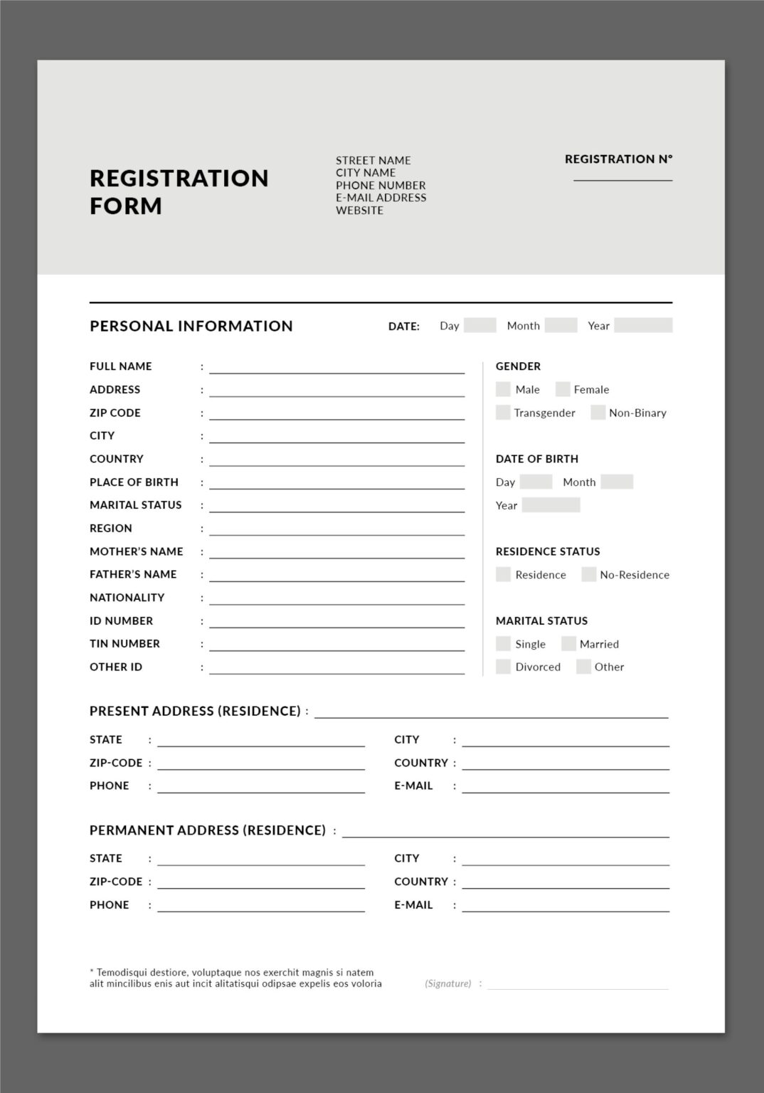 Registration Form Template Printable - Free Printable Forms