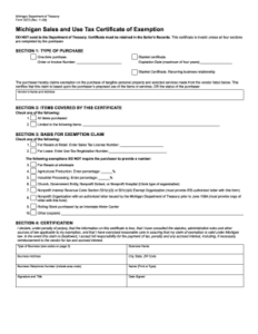 Michigan Tax Exempt Form - Free Printable Forms